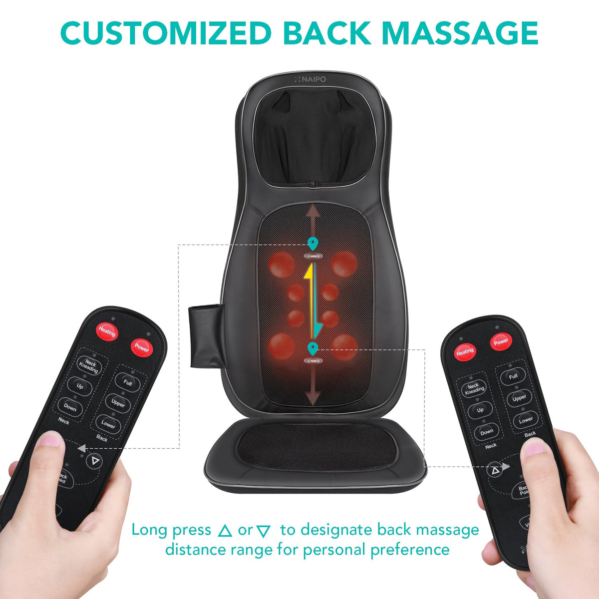 Naipo MGBK-C2030 Neck & Back Massager with Heat & Vibration